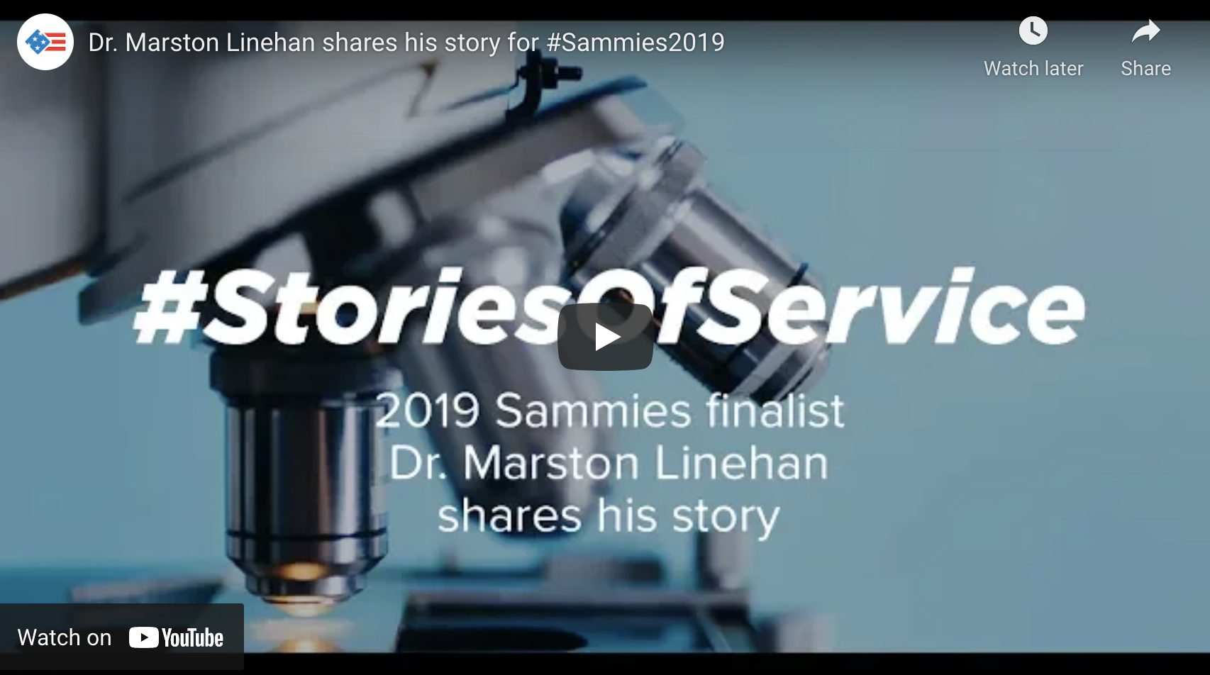 Dr. Marston Linehan shares his story for #Sammies2019 • Go Government